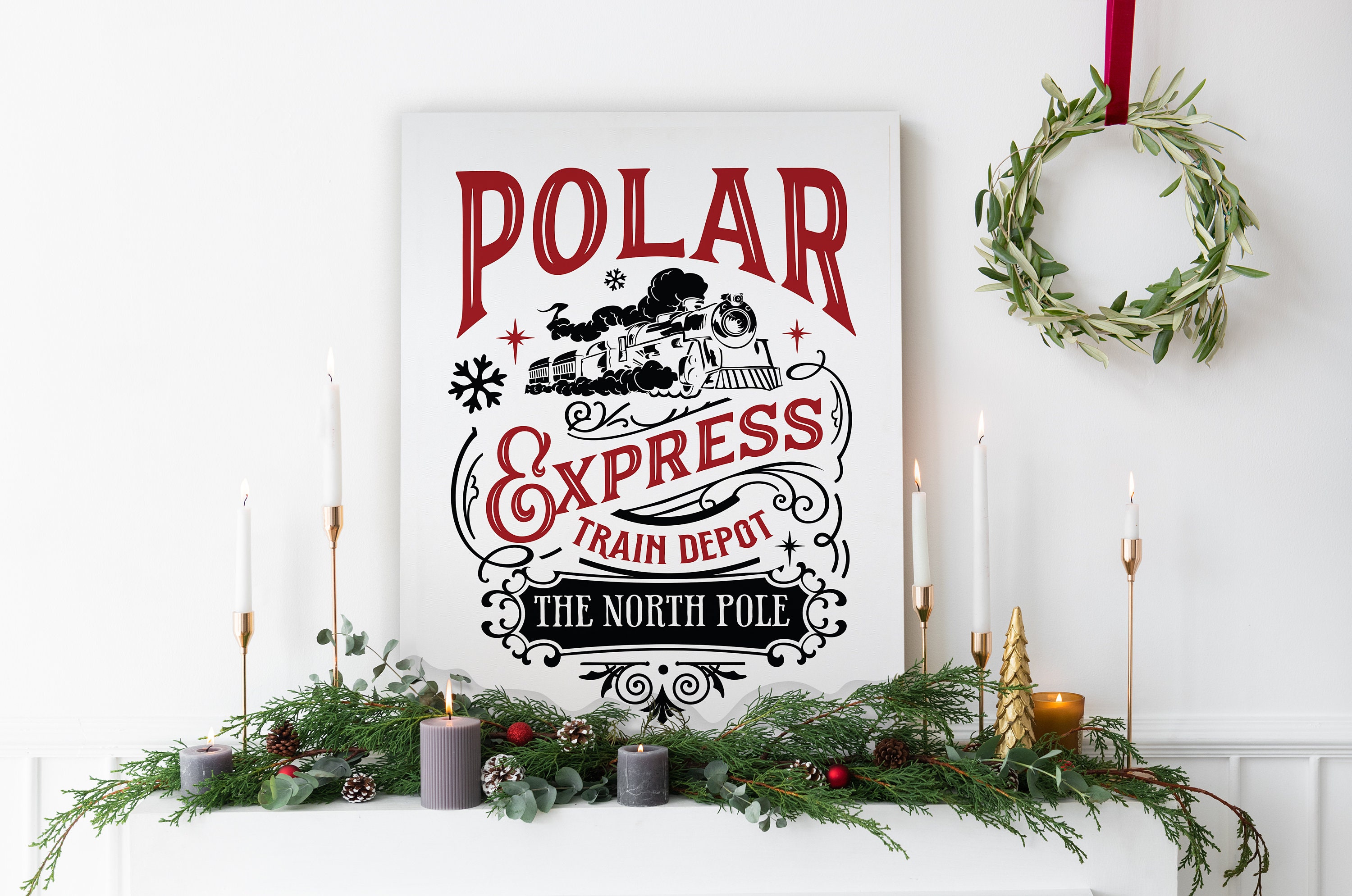 Polar Express Train Depot Sign 1/2 Black or White Edge - Etsy