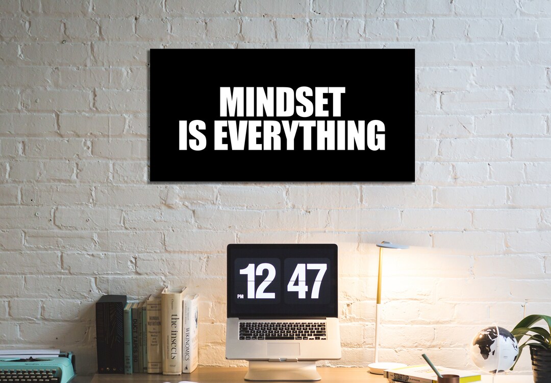 Mindset is Everything Bold Sign | 1/2" Black or White Edge Foam Print ...