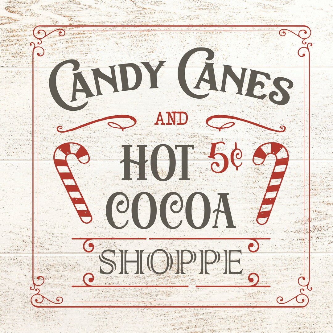 Candy Canes & Hot Cocoa Shoppe Sign | 1/2" Black or White Edge Foam ...