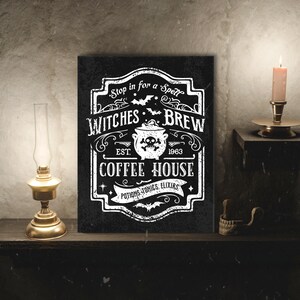 Coffee House Witches Brew Sign | 1/2" Black or White Edge Foam Print ...