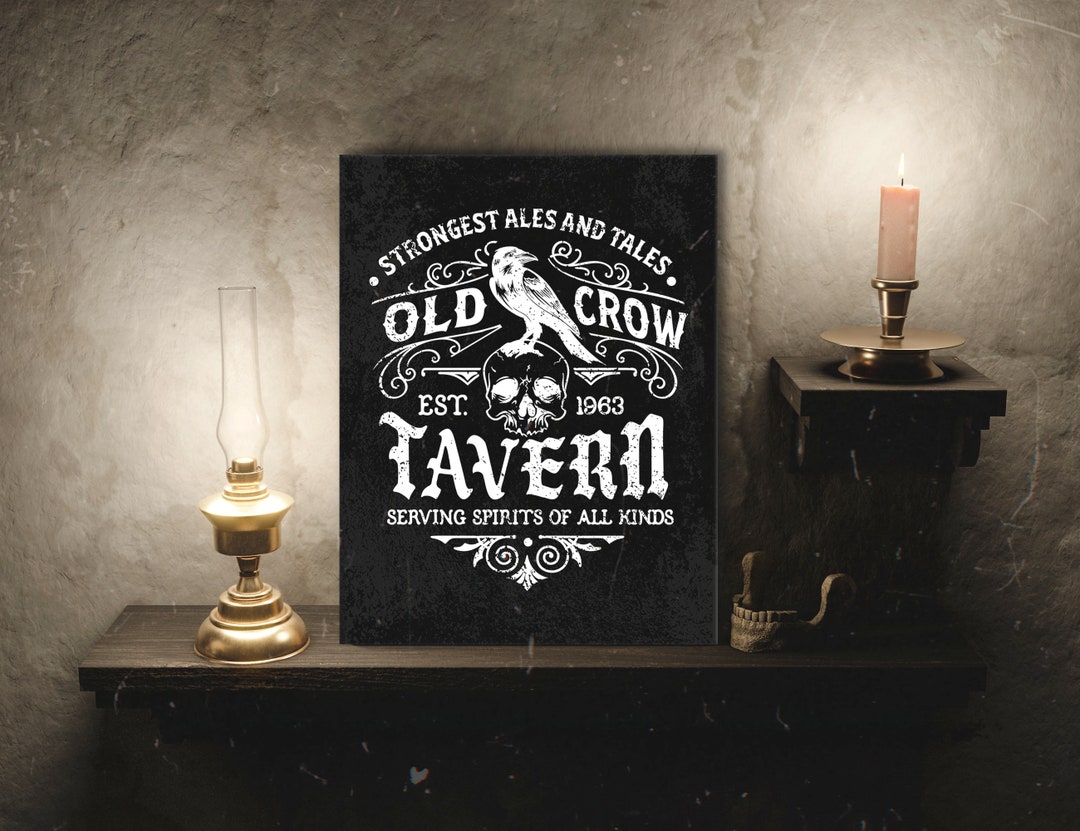 Old Crowe Tavern Sign 1/2 Black or White Edge Foam Print Halloween Sign ...