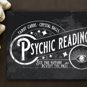 Psychic Readings, Tarot, Crystal Ball Sign | 1/2" Black or White Edge ...