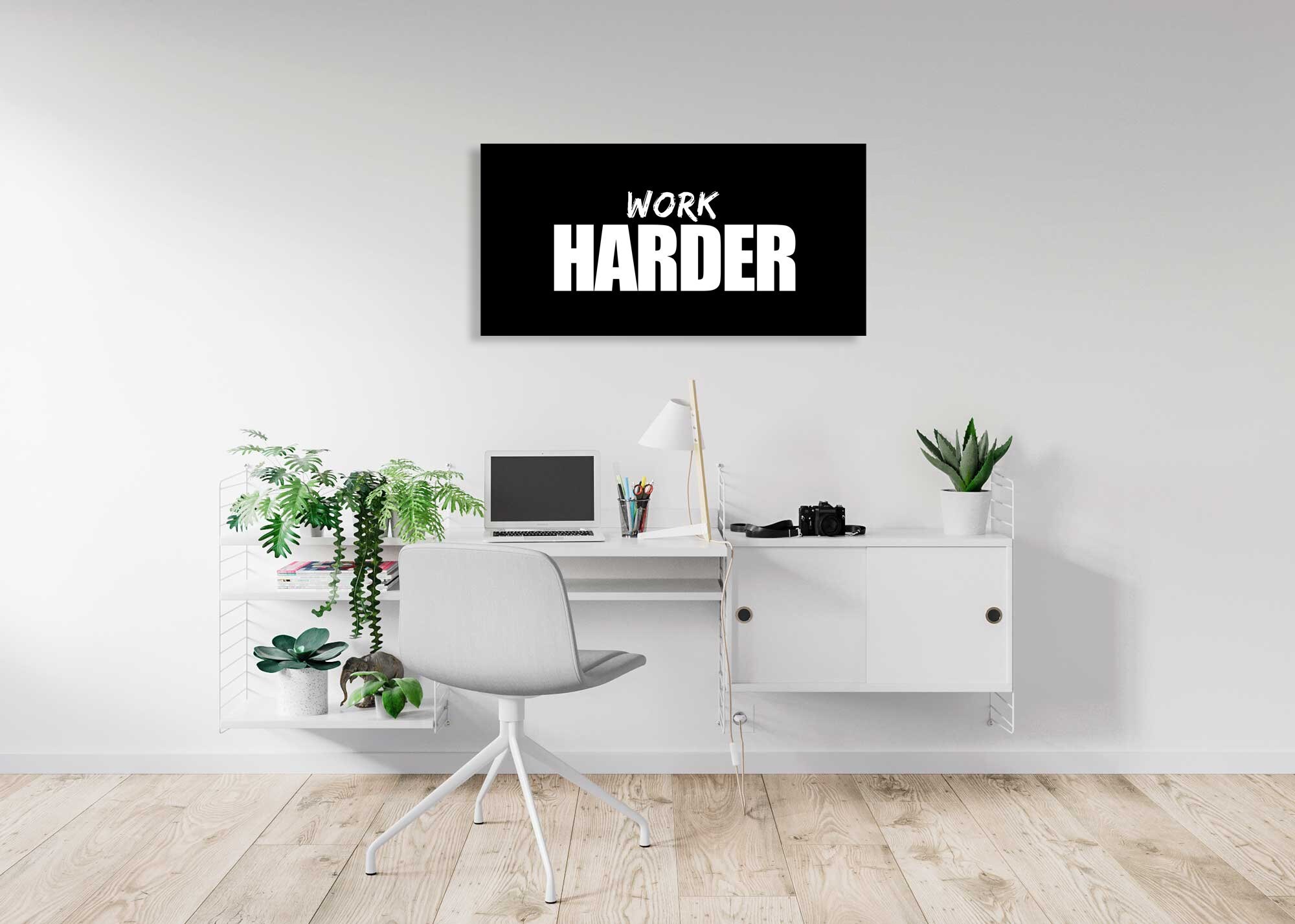 Work Harder Motivational Sign 1/2 Black or White Edge - Etsy UK