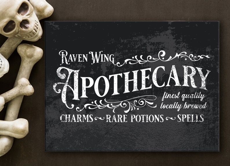 Raven Wing Apothecary Charms Potions Sign 1/2 Black - Etsy