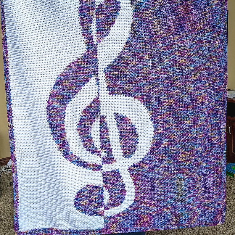 Two-tone Treble Clef Graphghan Crochet PATTERN ONLY - Etsy