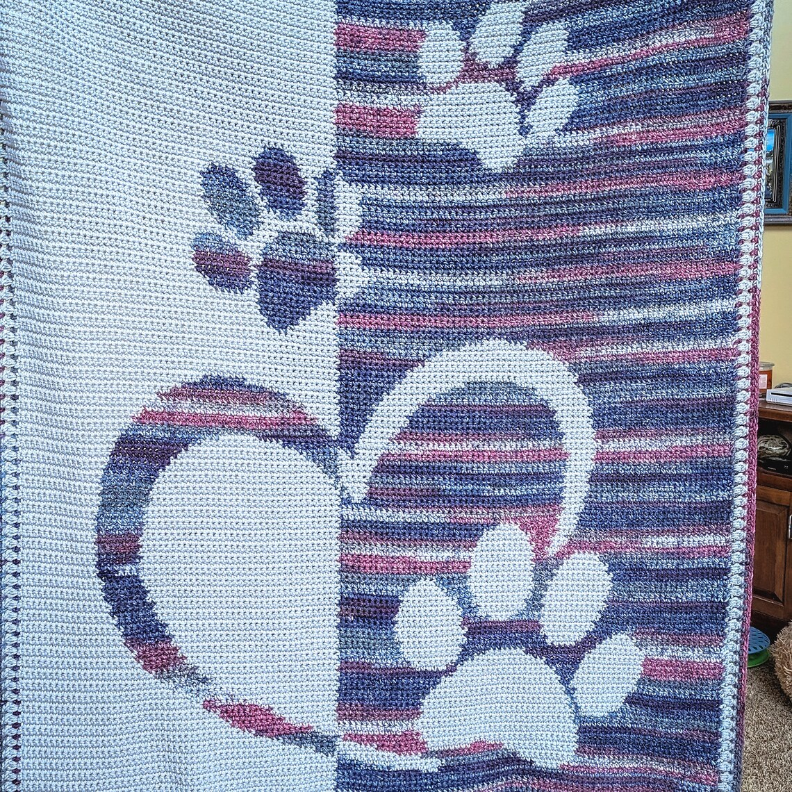 Heart and Paws Crochet Blanket Pattern **crochet Pattern Only** (not a ...