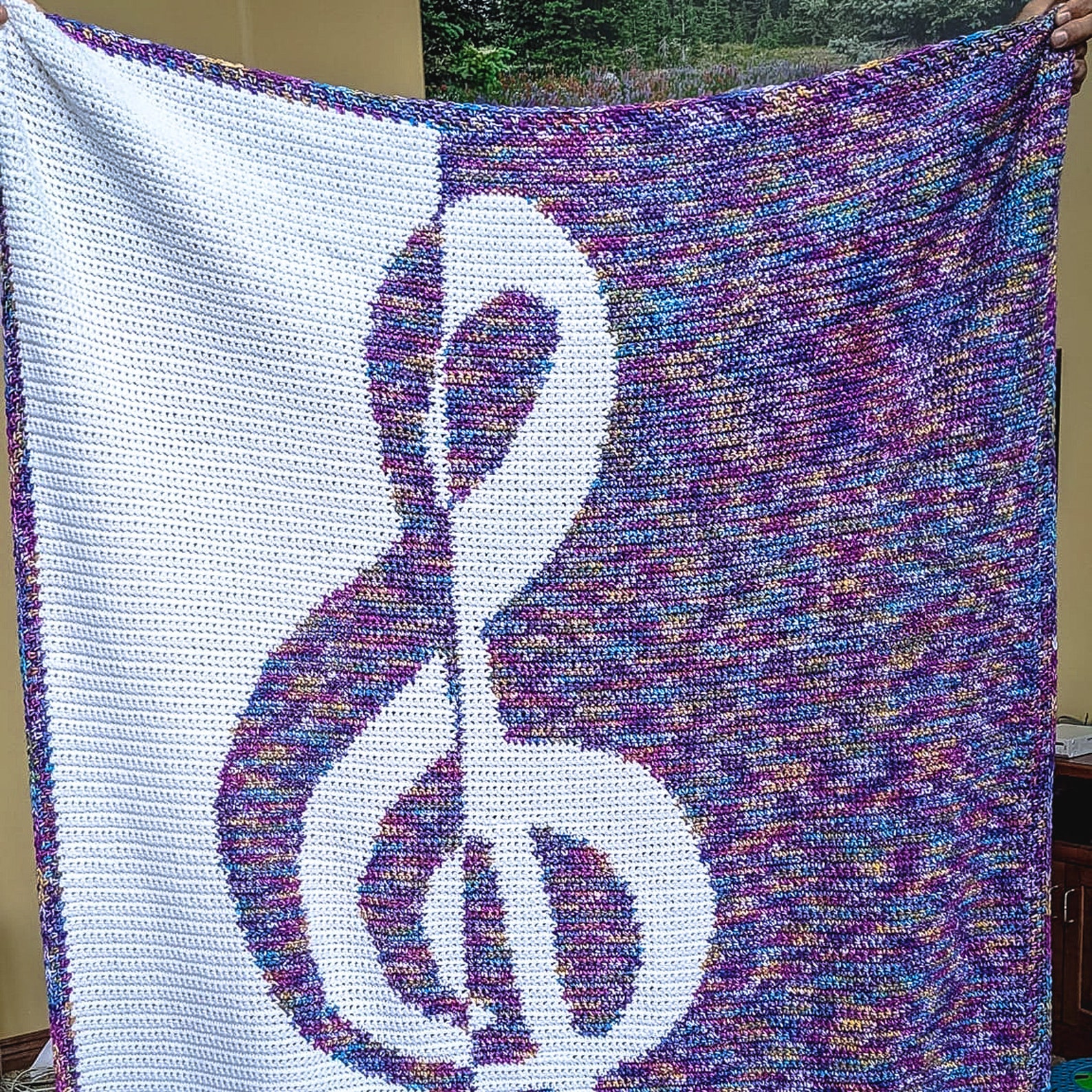 Two-tone Treble Clef Graphghan Crochet PATTERN ONLY - Etsy