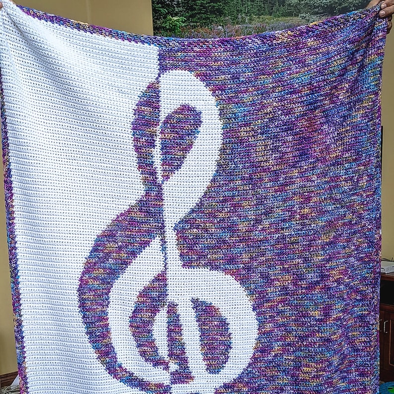 Two-tone Treble Clef Graphghan Crochet PATTERN ONLY - Etsy
