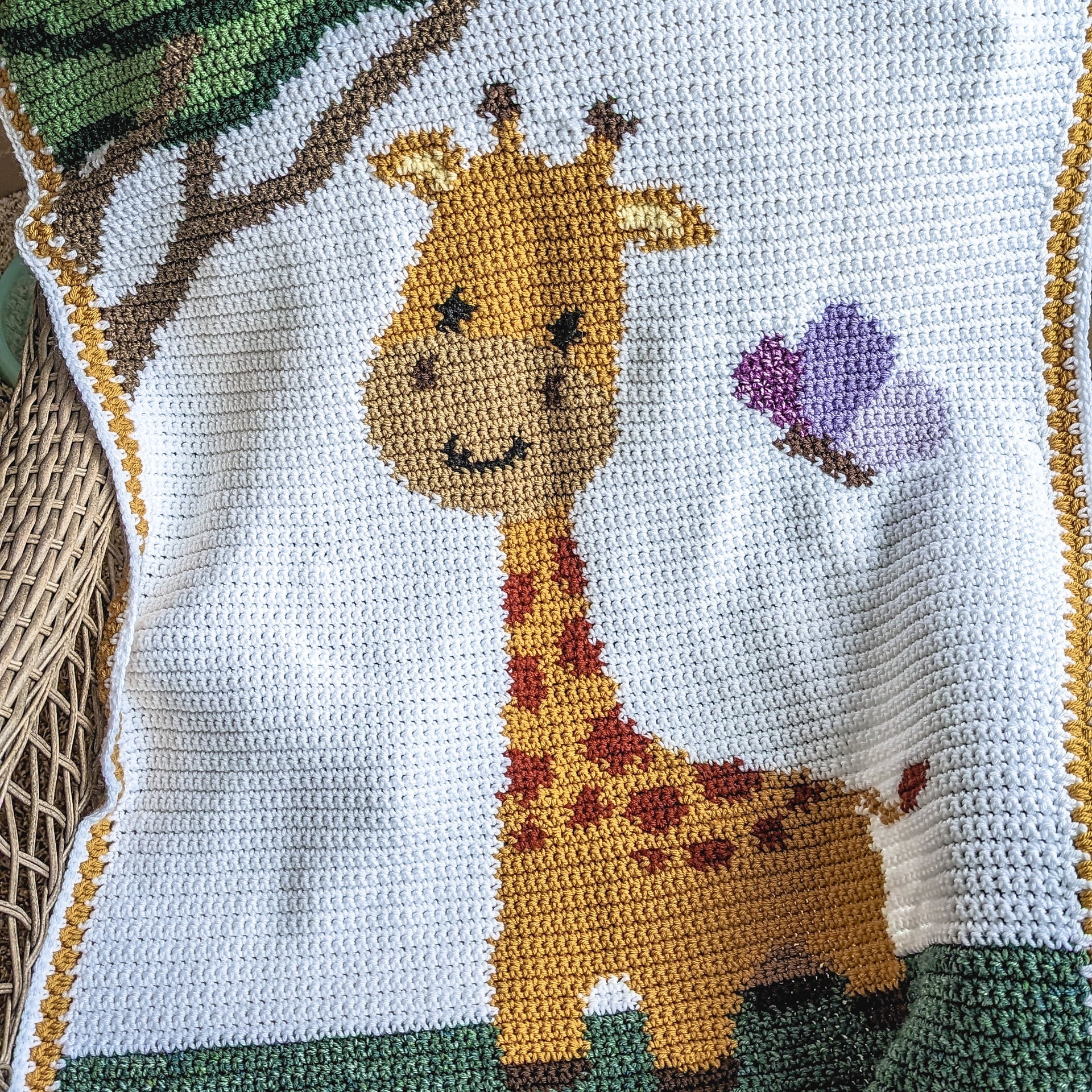 Giraffe Crochet Baby or Toddler Blanket Pattern *digital Download Only ...