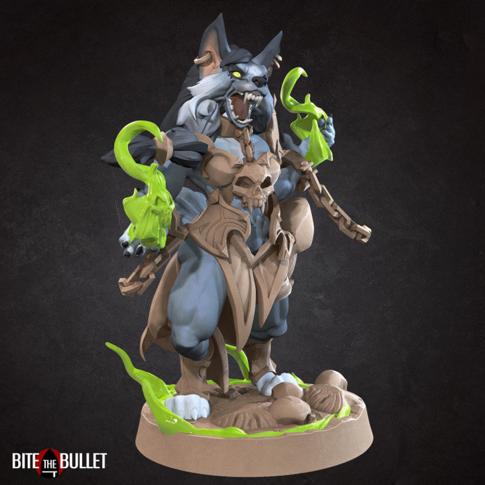 Female Werewolf Warlock Necromancer Miniature With Duel Spells - Etsy