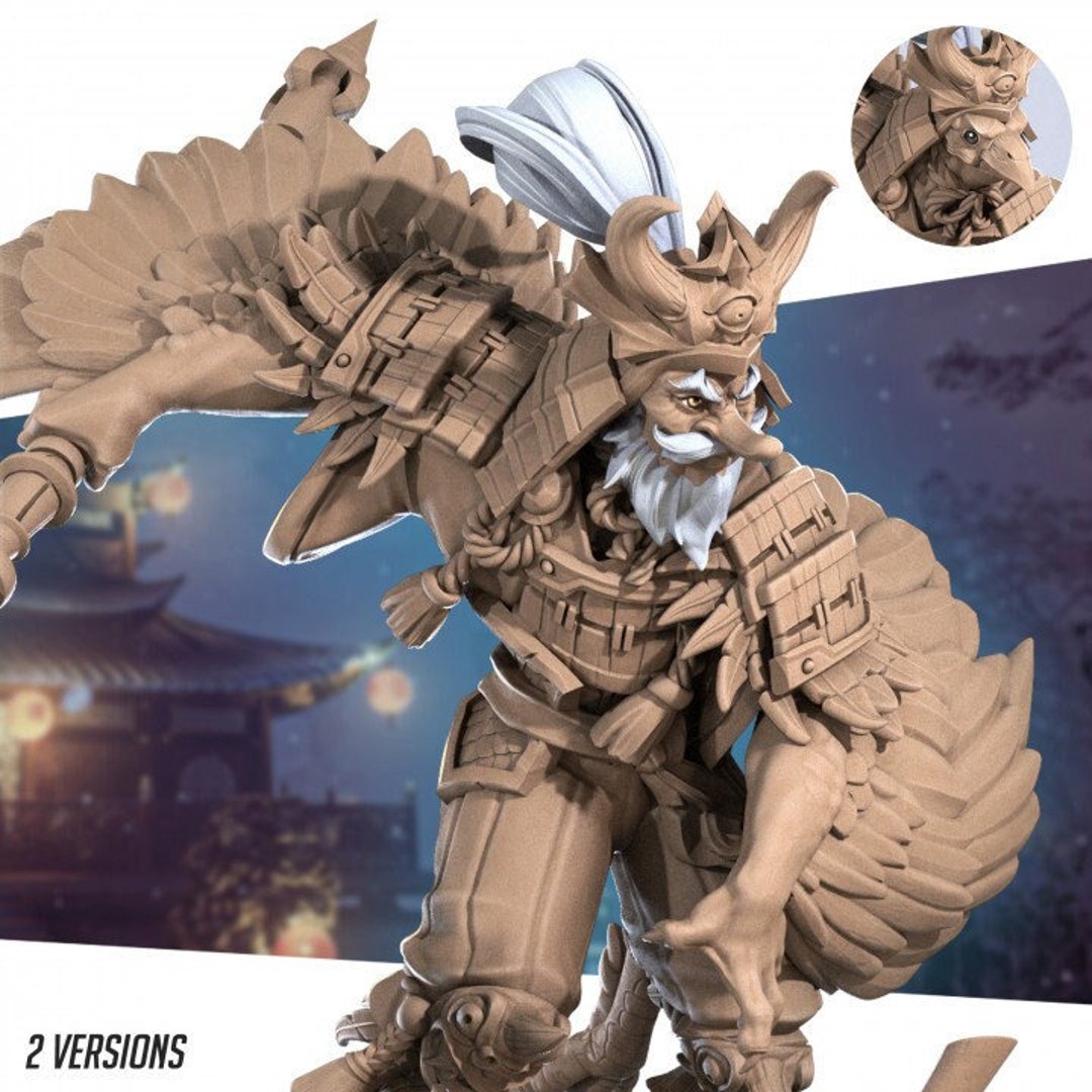 Japanese Samurai Tengu Monk Fighter With Khakkhara Staff Yokai Monk ...