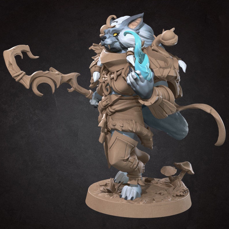 Female Werewolf Forest Druid Miniature With Staff Humanoid ...