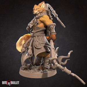Foxfolk Monk W Staff, Katana Miniature |secret Forge| Vulpine Male ...