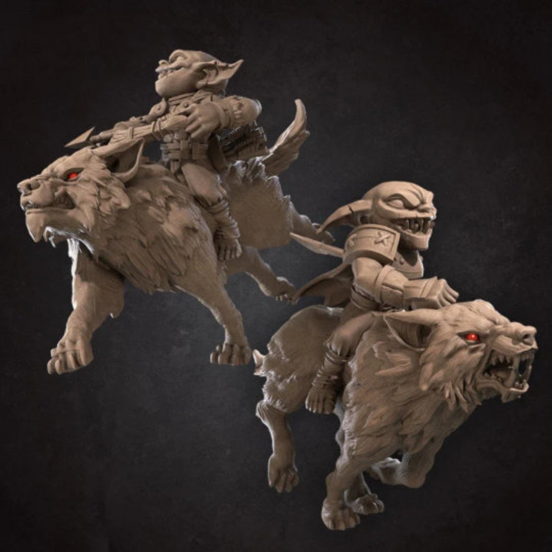 Wolf Mounted Goblin Cavalry Miniatures secret Forge High Quality ...