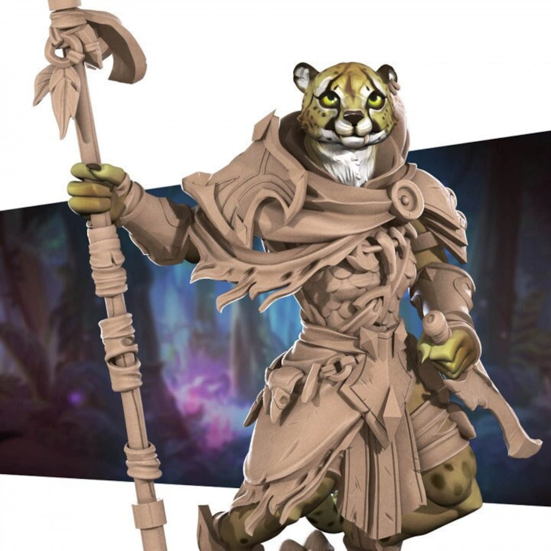 Tabaxi Cheetah Ranger Fighter With Spear Miniature |secret Forge ...