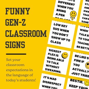Classroom Signs 8 Pack Funny Gen-z Signs A3 Signs - Etsy