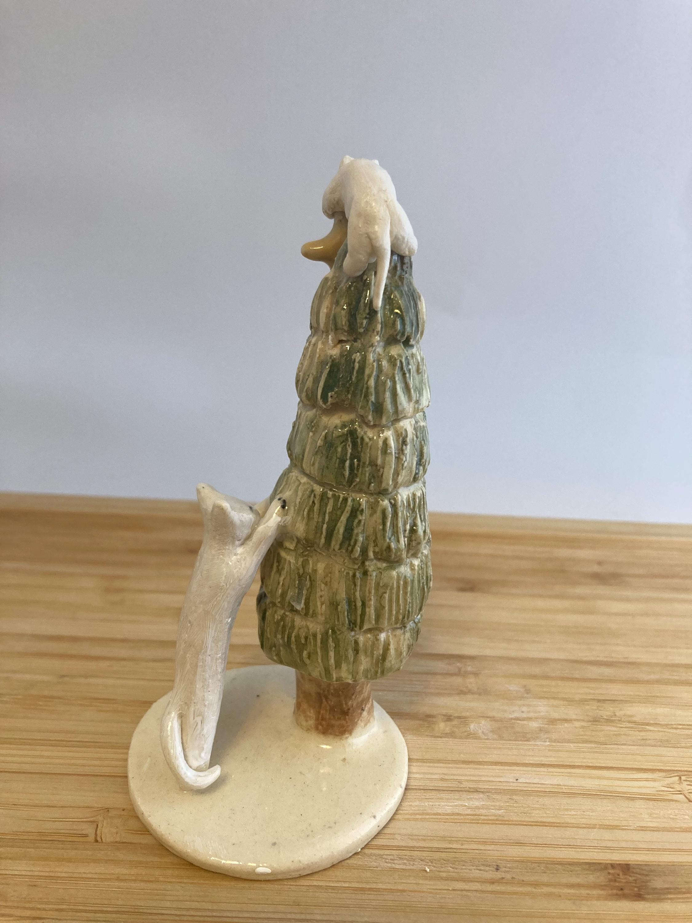 Whimsical Ceramic Cat Christmas Tree Diorama: Handmade Holiday Decor - Etsy