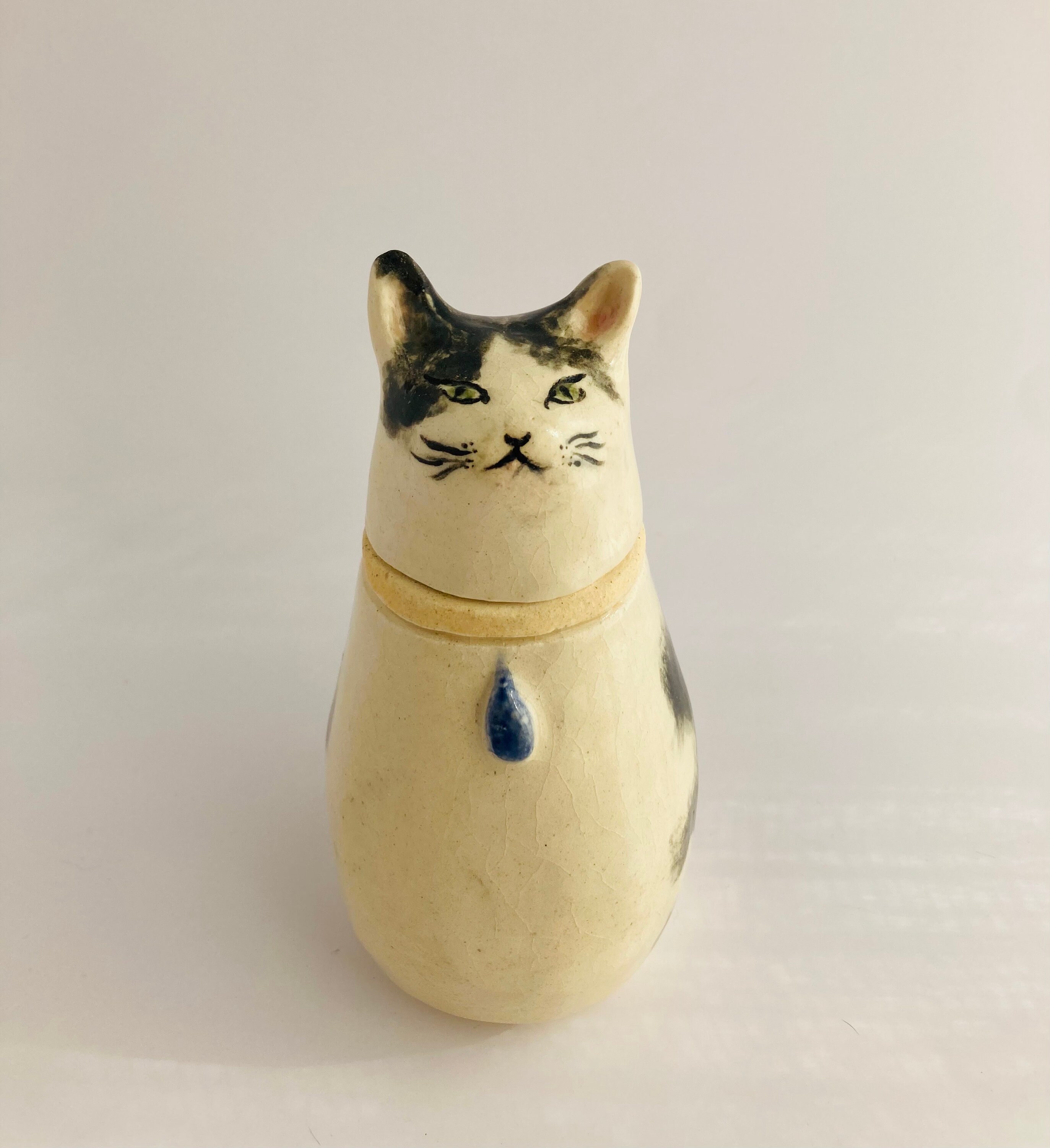 Handmade Ceramic Cat Urn Hand-painted Kitty Memorial Personalized Pet ...