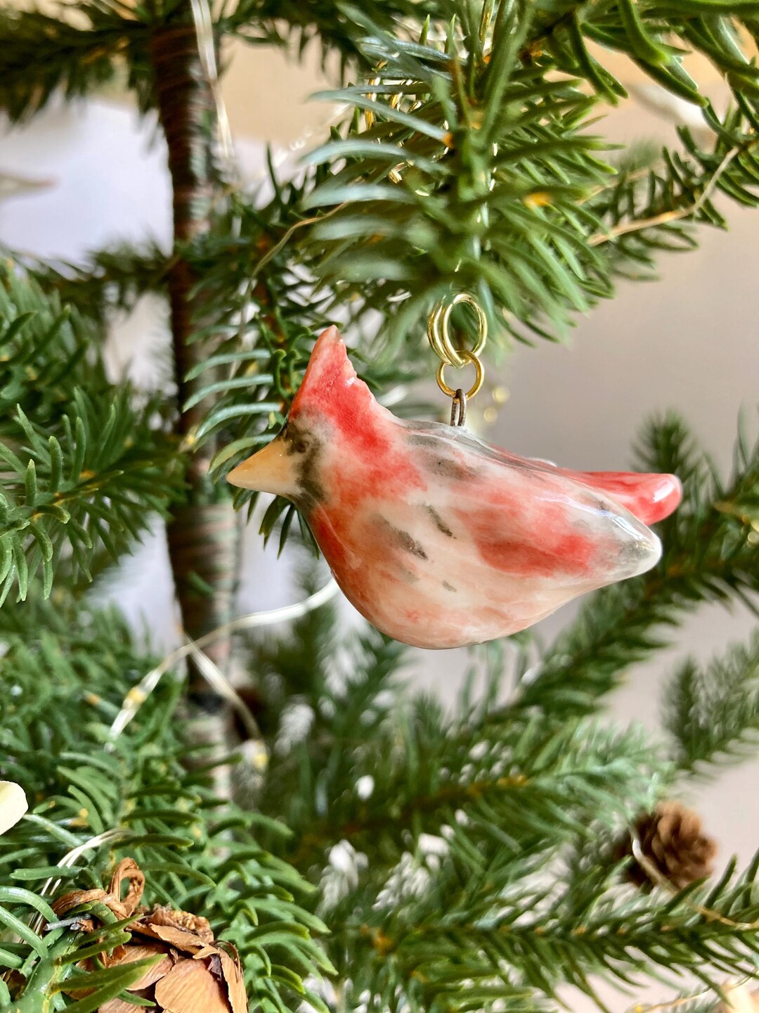 Hand-painted Porcelain Cardinal Bird Ornament: Christmas Decor - Etsy