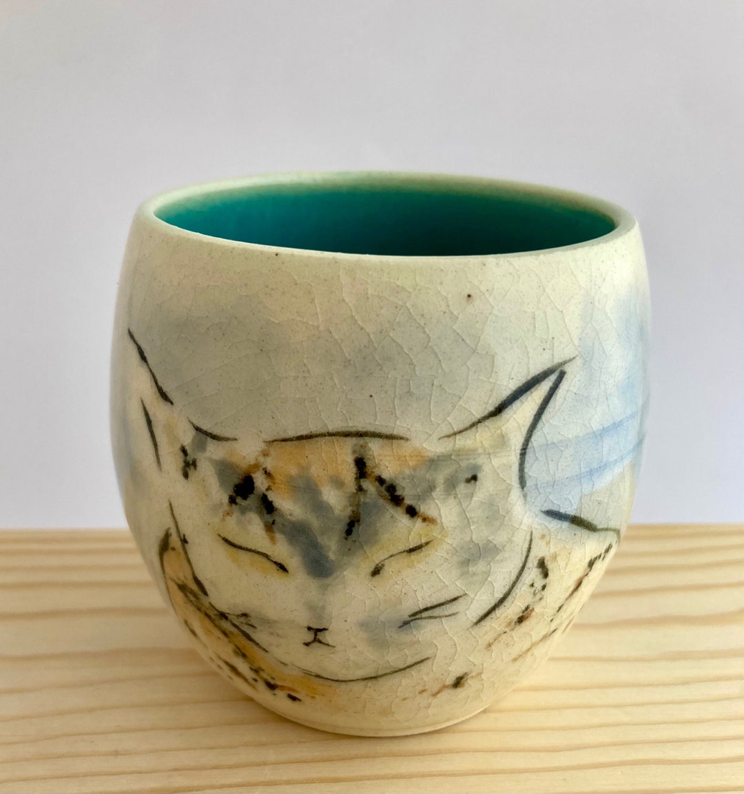 Handmade Ceramic Cat Cup: Watercolor Illustration, Unique Tea Coffee ...