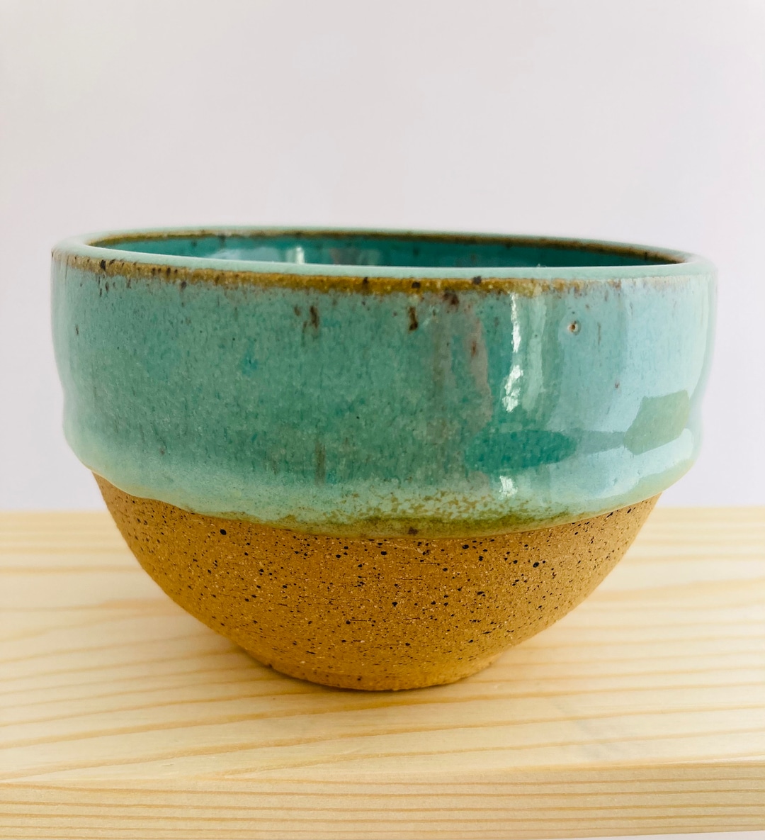 Speckled Tan and Turquoise Ceramic Bowls Handmade Blue Green and ...