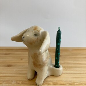 Ceramic Rabbit Candle Holder: Handmade Whimsical Cake Topper - Etsy