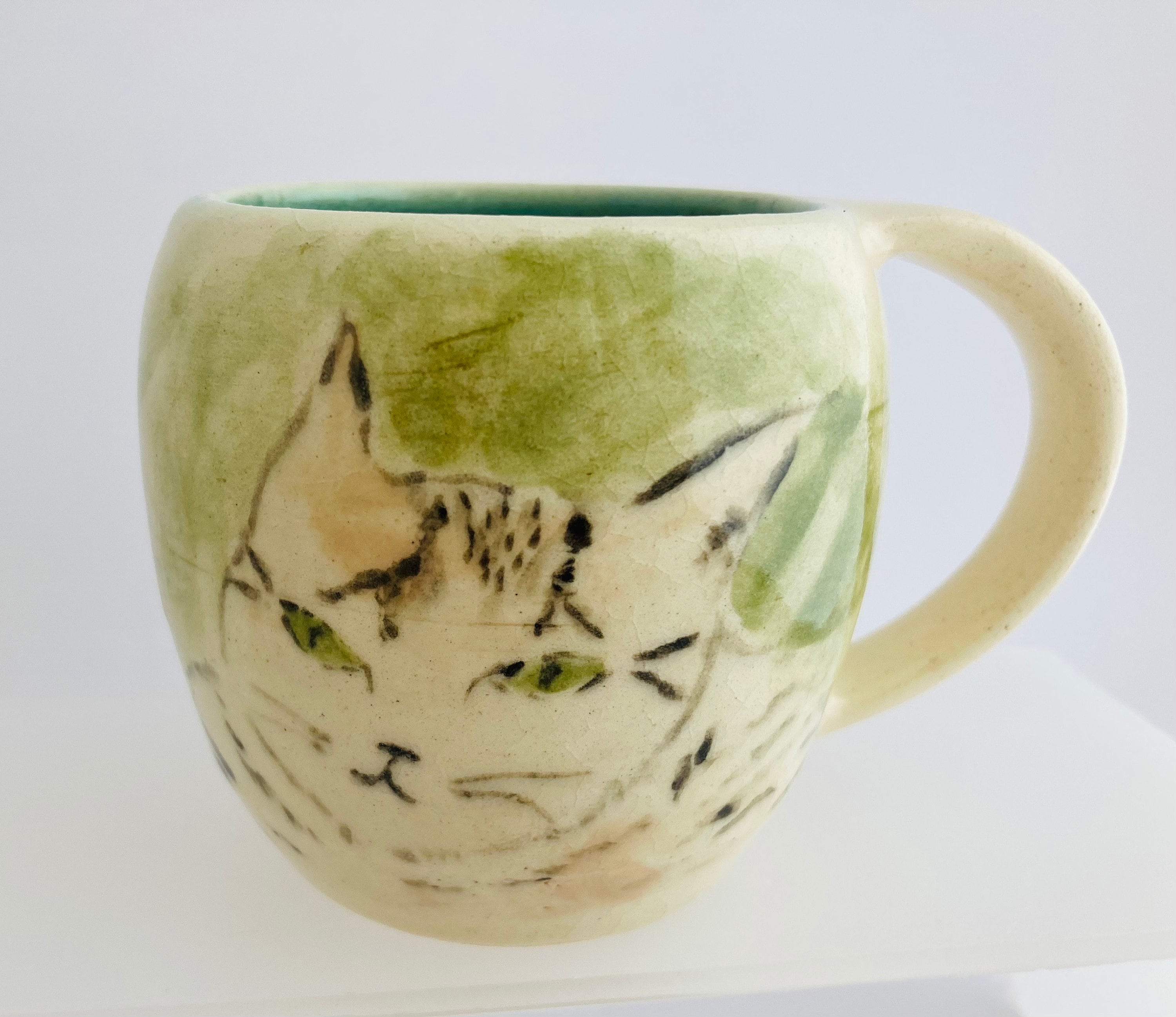 Handmade Ceramic Cat Mug: Hand-painted Watercolor Illustration - Etsy