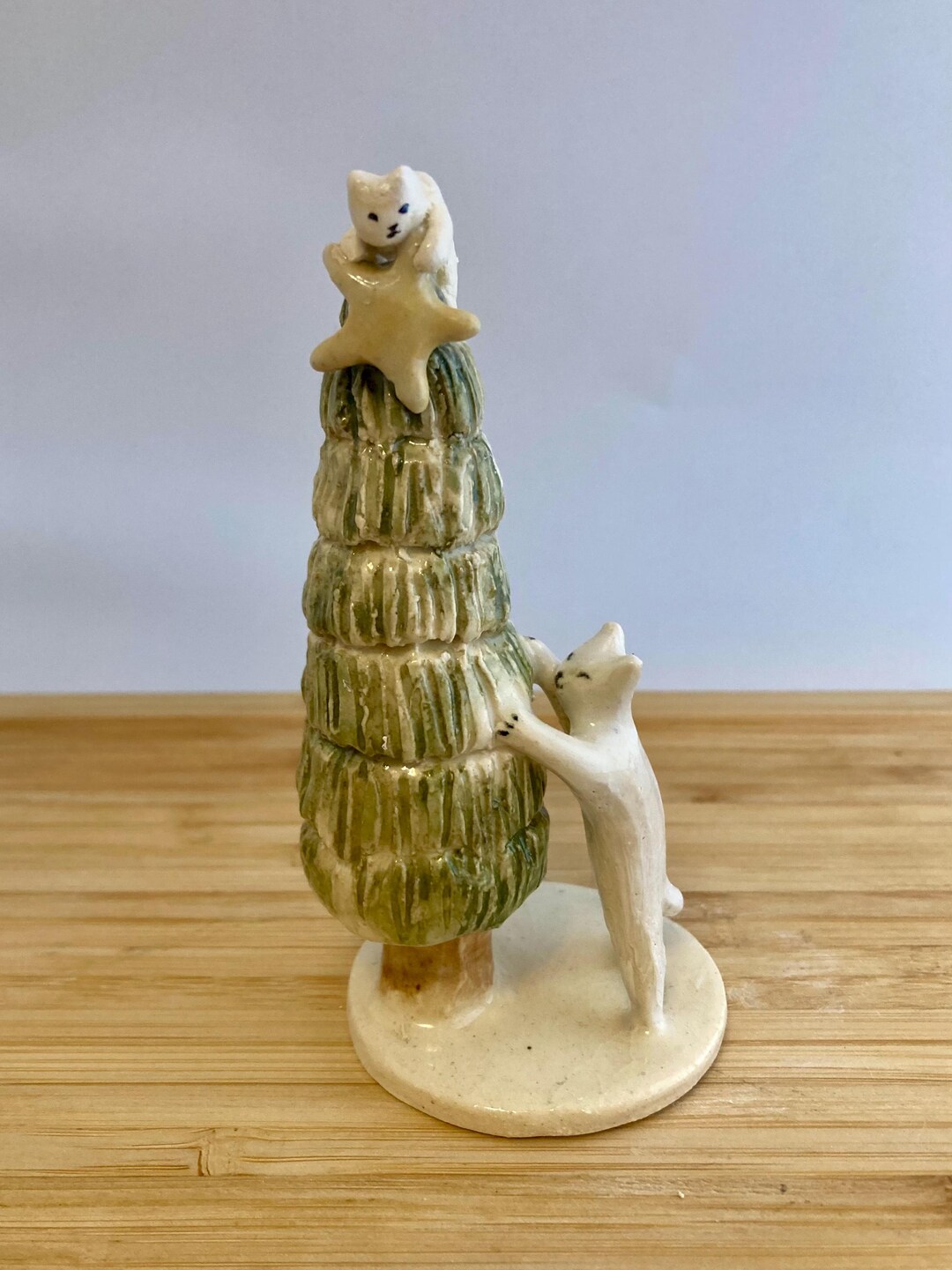Whimsical Ceramic Cat Christmas Tree Diorama: Handmade Holiday Decor - Etsy