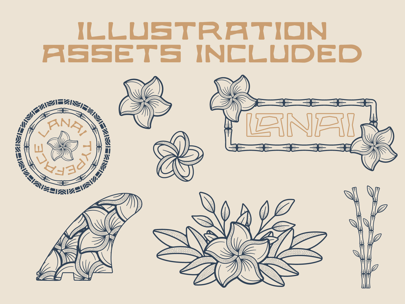 Lanai Typeface | Island Font - Etsy