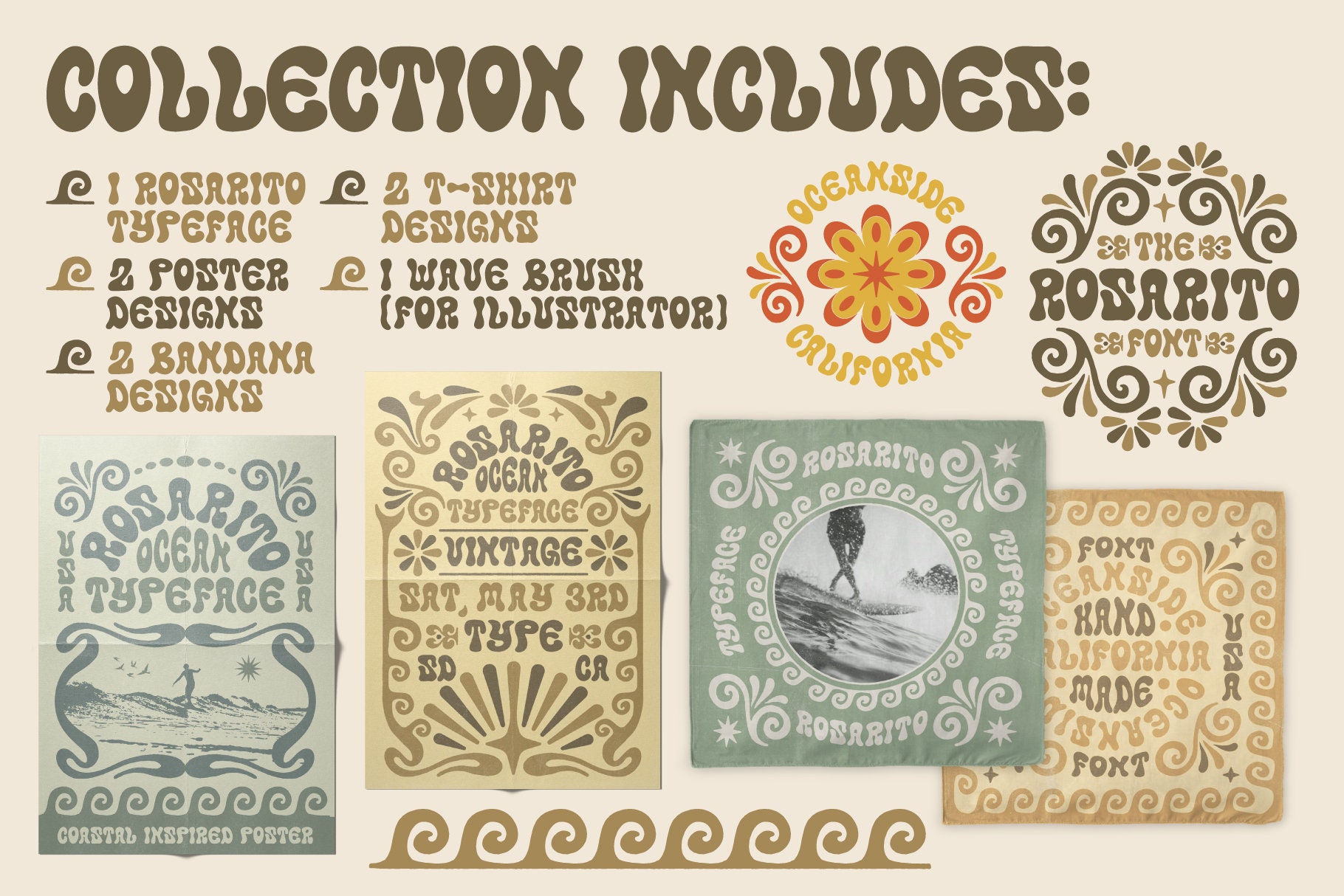 Rosarito Typeface | Surf Font - Etsy