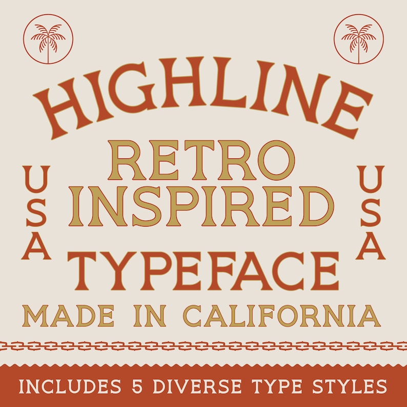 HIGHLINE Font | Vintage Typeface - Etsy