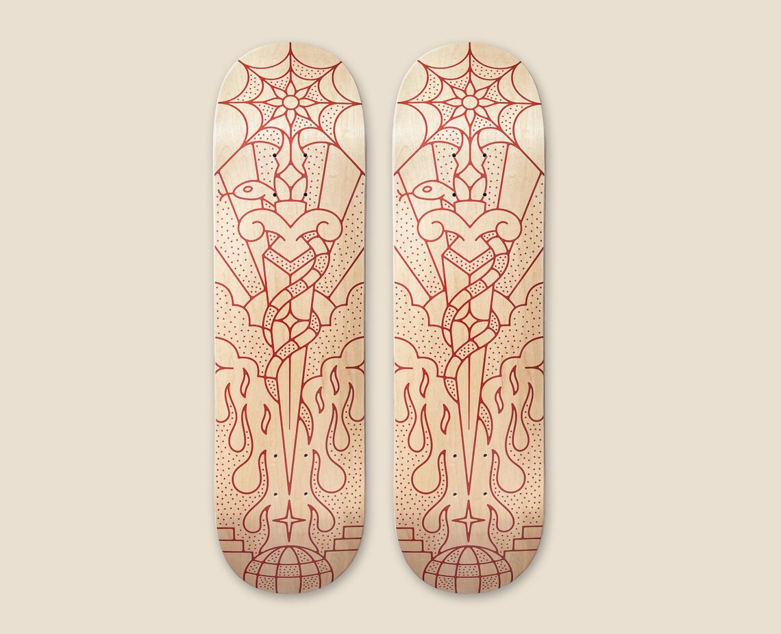 Snake & Dagger Skateboard Deck - Etsy