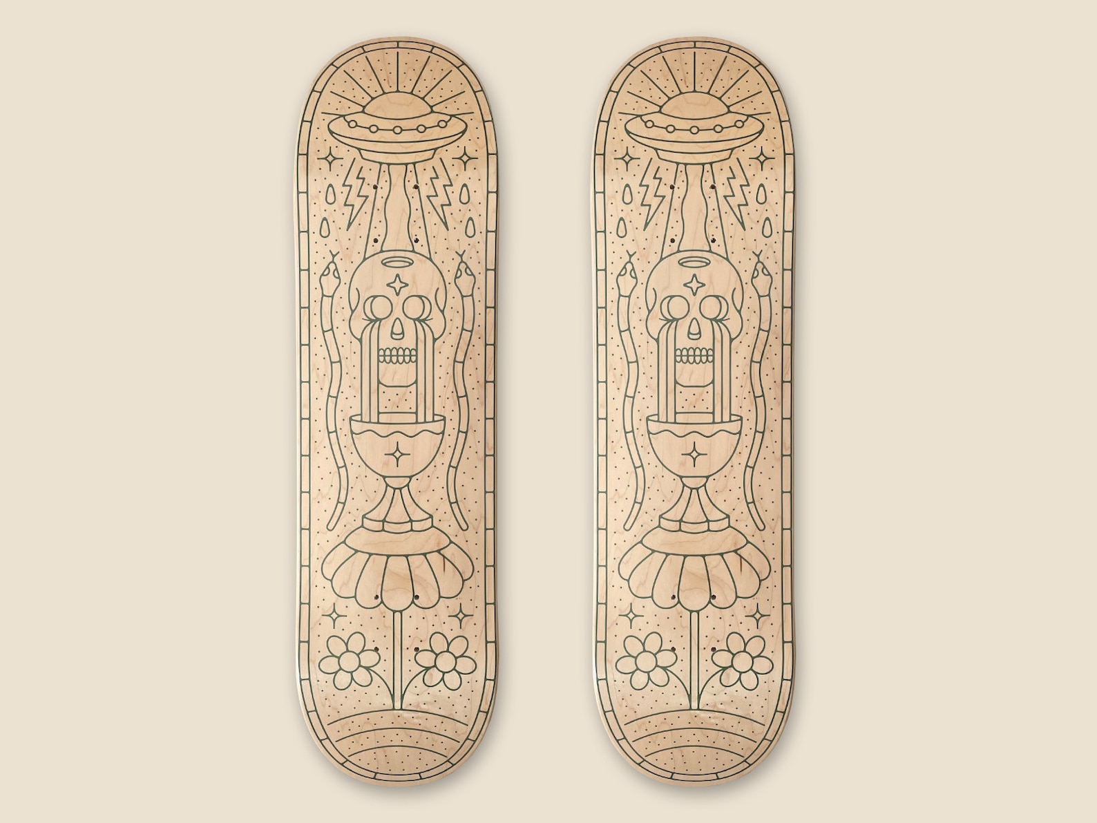 Skull Skateboard Deck - Etsy
