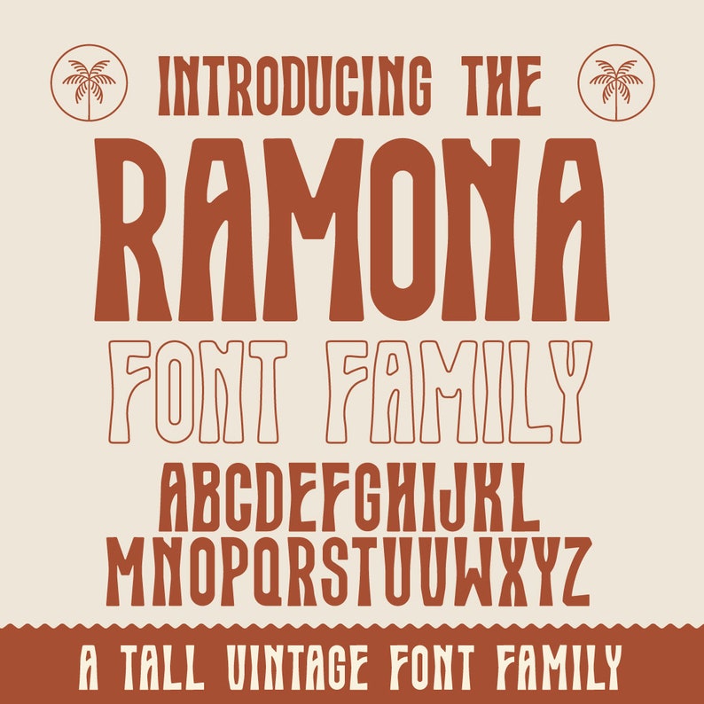 Ramona Typeface | Vintage Font - Etsy