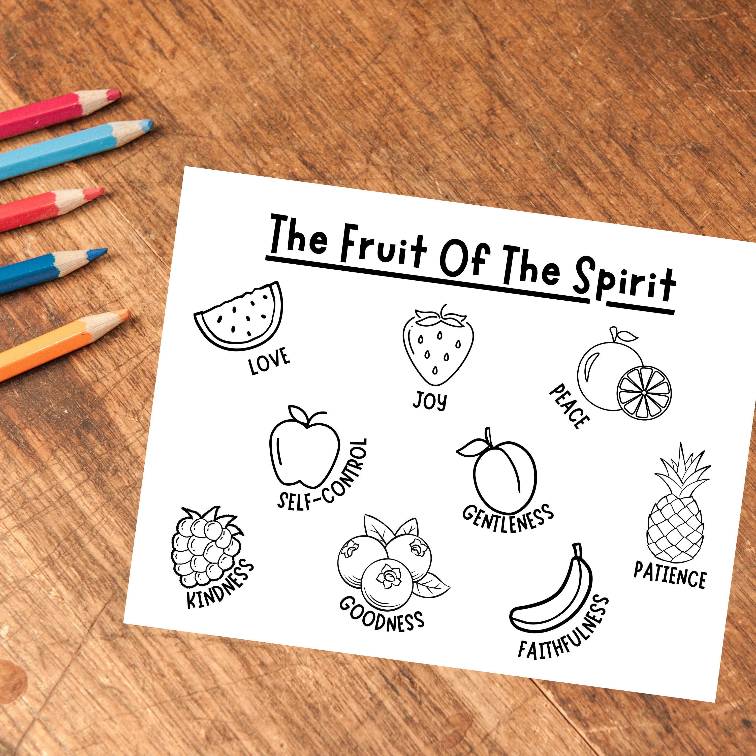 Fruit of the Spirit Coloring Page | Christian Digital Download | Church ...