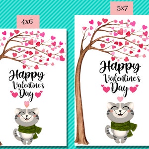Printable Cat Valentine's Day Greeting Card, Downloadable Card, Cat ...