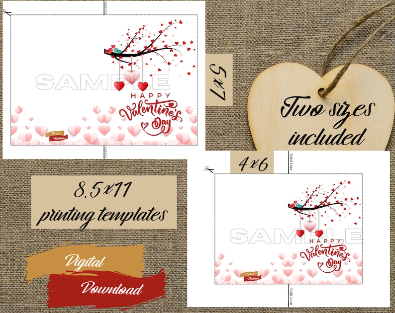Printable Valentine's Day Greeting Card, Downloadable Card, Hanging ...