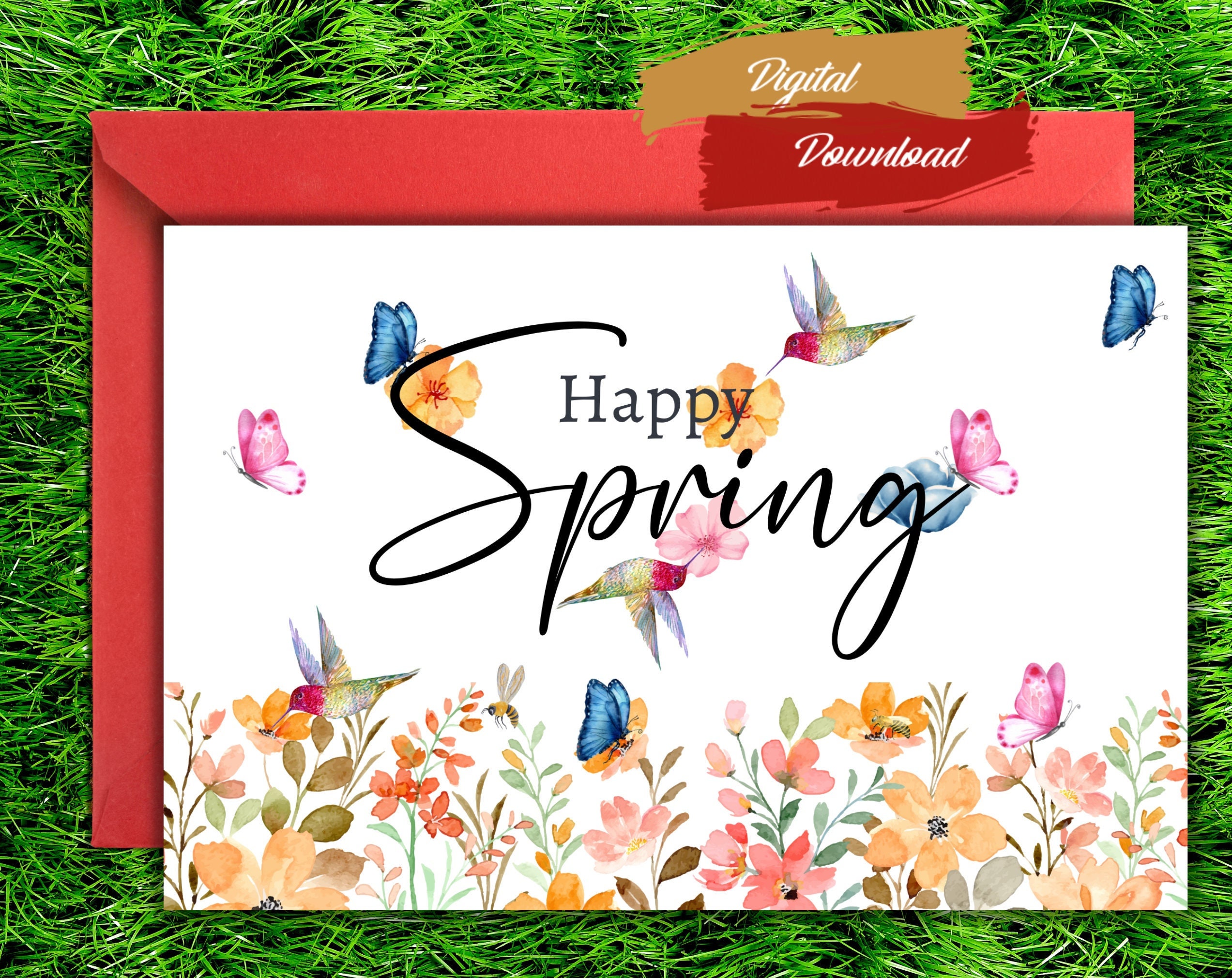 Printable Spring Greeting Card, Downloadable Card, Happy Spring ...