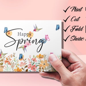 Printable Spring Greeting Card, Downloadable Card, Happy Spring ...