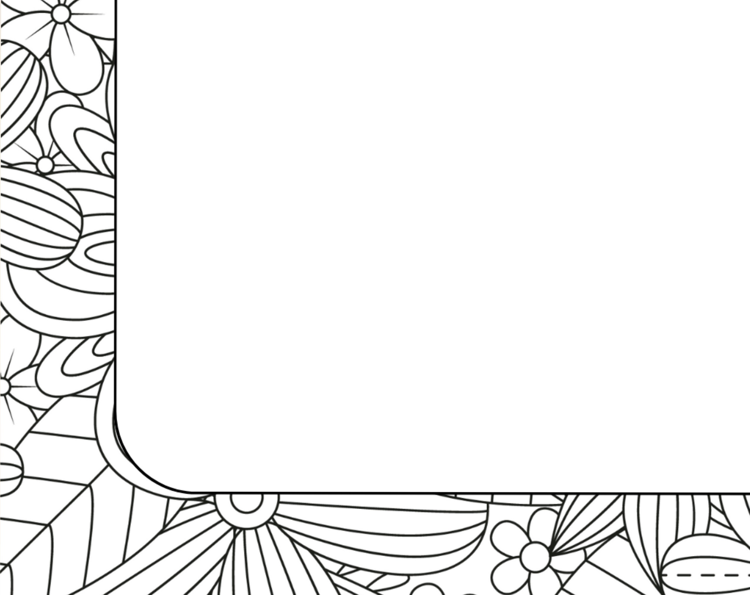 Printable Floral Border Coloring Stationery, Digital Download ...