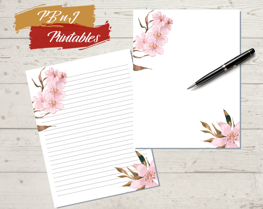 Printable Watercolor Botanical Letter Writing Paper, Digital Download ...