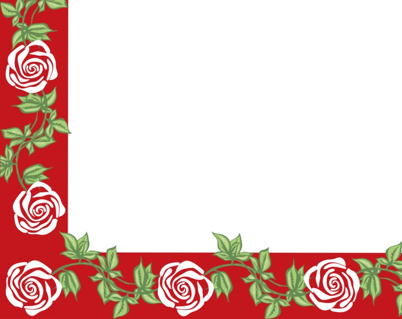 Floral Border Writing Paper Digital Download Botanical - Etsy