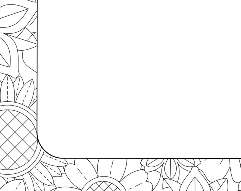Printable Floral Border Coloring Stationery, Digital Download ...