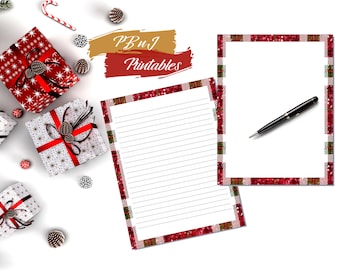 Printable Christmas Poinsettias Letter Writing Paper, Digital Download ...