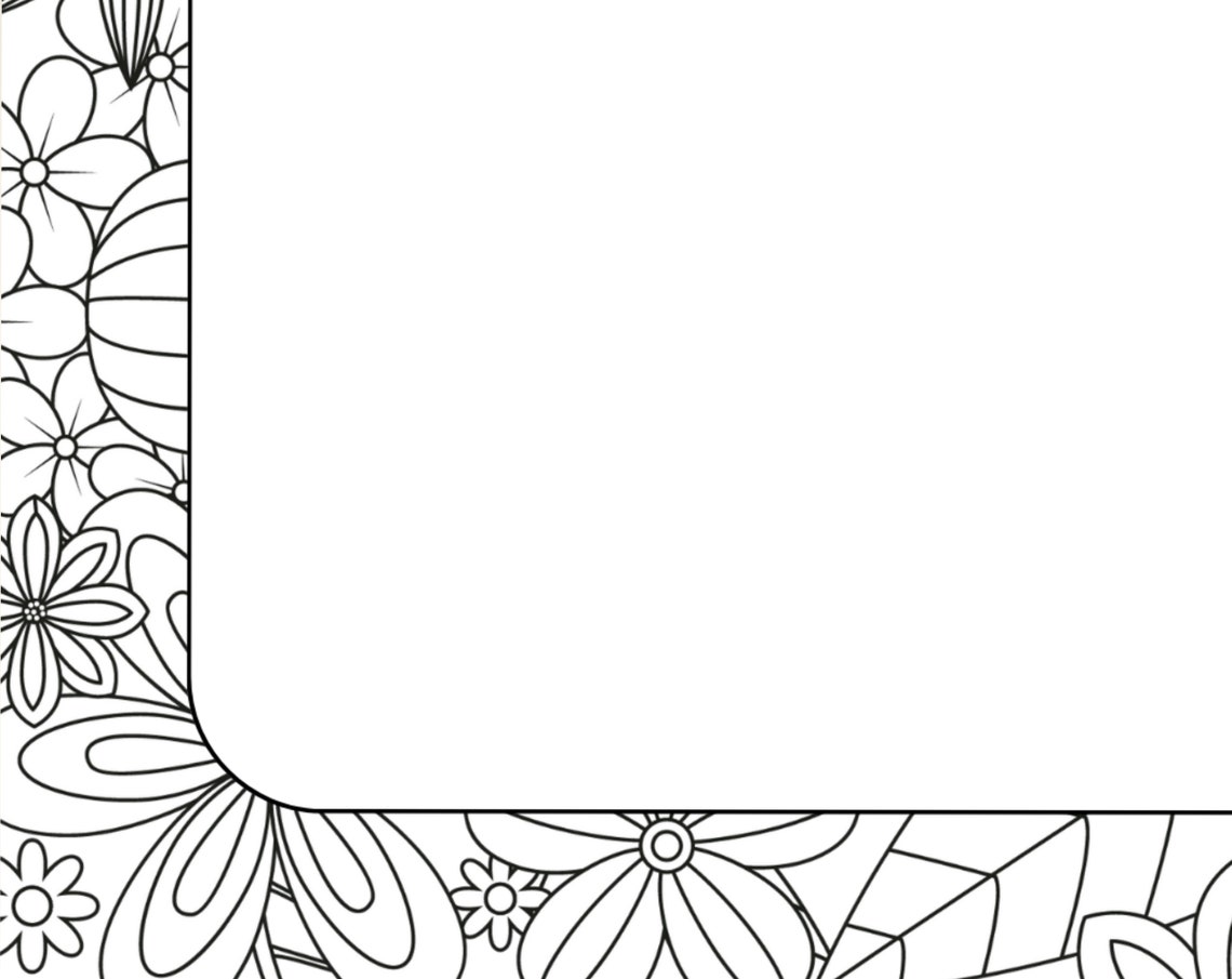Printable Floral Border Coloring Stationery, Digital Download ...
