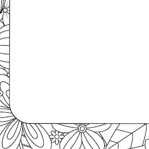 Printable Floral Border Coloring Stationery, Digital Download ...