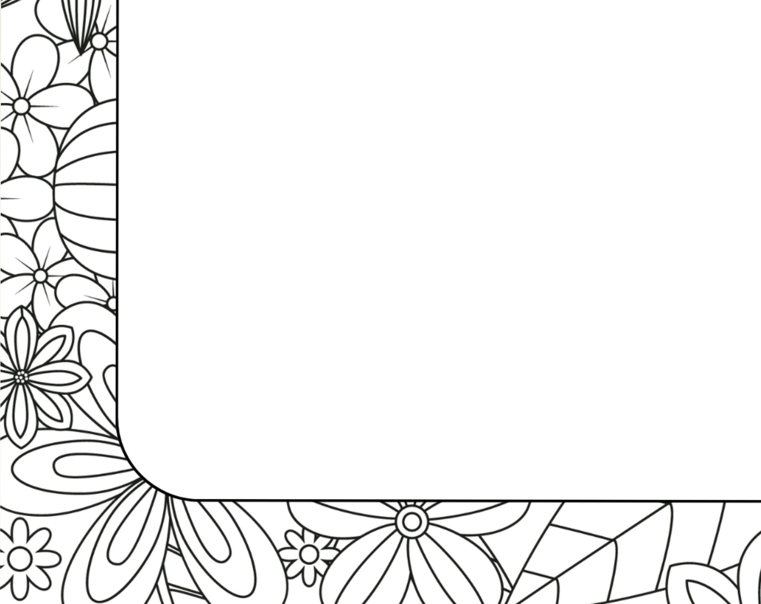 Printable Floral Border Coloring Stationery, Digital Download ...