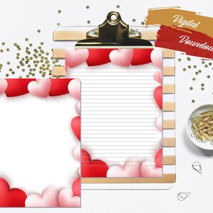 Valentine's Day Letter Writing Paper, Digital Download, 4 Designs ...
