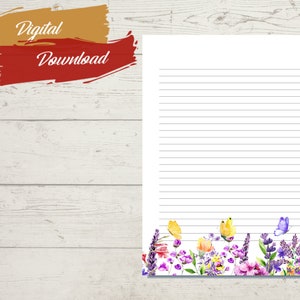 Botanical Garden Letter Writing Paper, Digital Download, Lavender ...