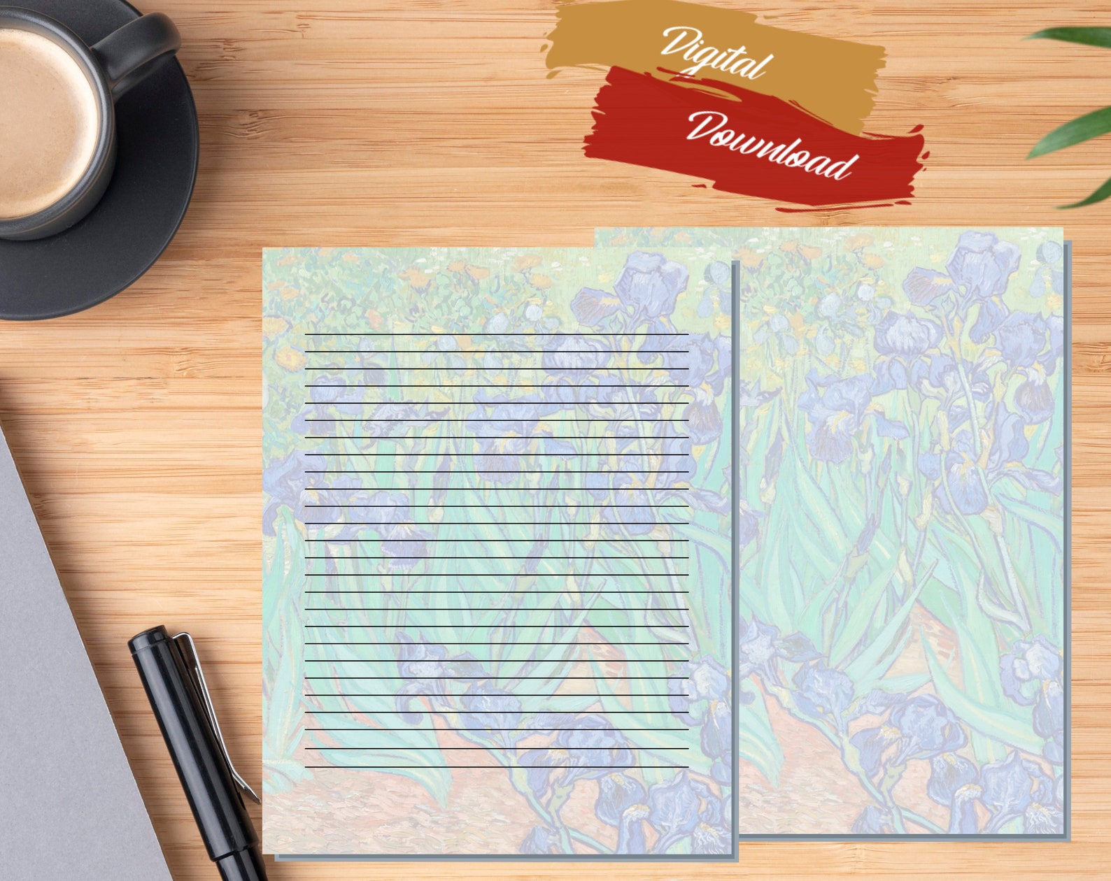 Irises Van Gogh Printable Stationery, Digital Download, Printable ...